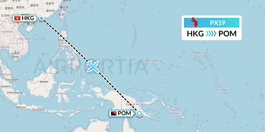 PX19 Flight Status Air Niugini: Hong Kong to Port Moresby (ANG19)