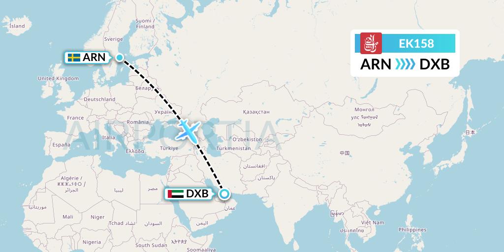 EK158 Flight Status Emirates: Stockholm to Dubai (UAE158)