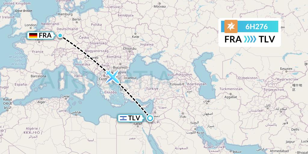 6H276 Flight Status Israir Airlines: Frankfurt to Tel Aviv (ISR276)