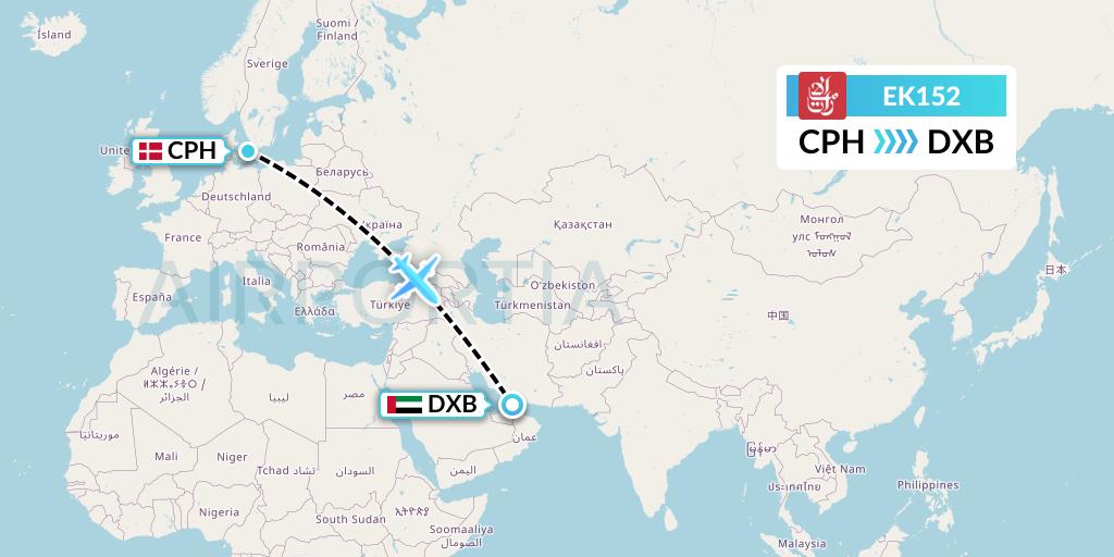EK152 Flight Status Emirates: Copenhagen to Dubai (UAE152)