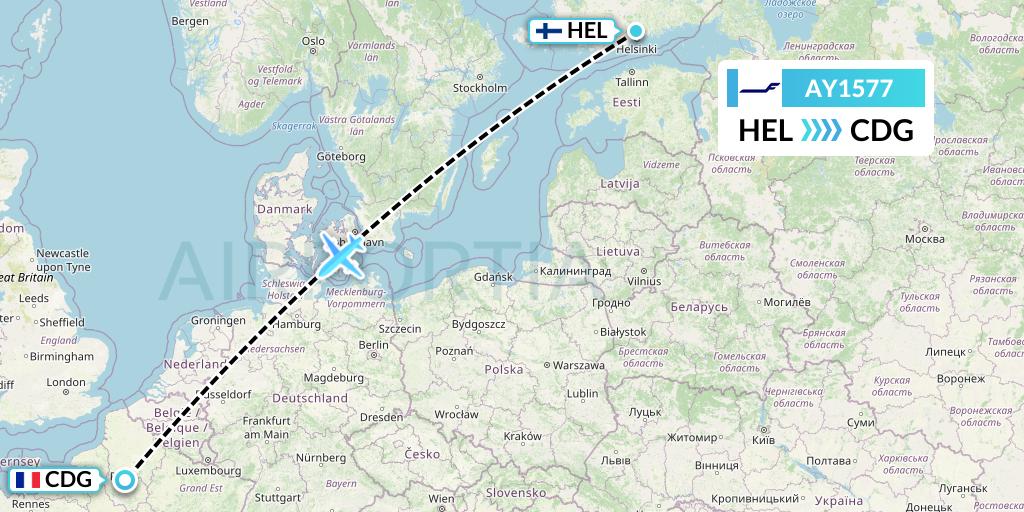 AY1577 Flight Status Finnair: Helsinki to Paris (FIN1577)