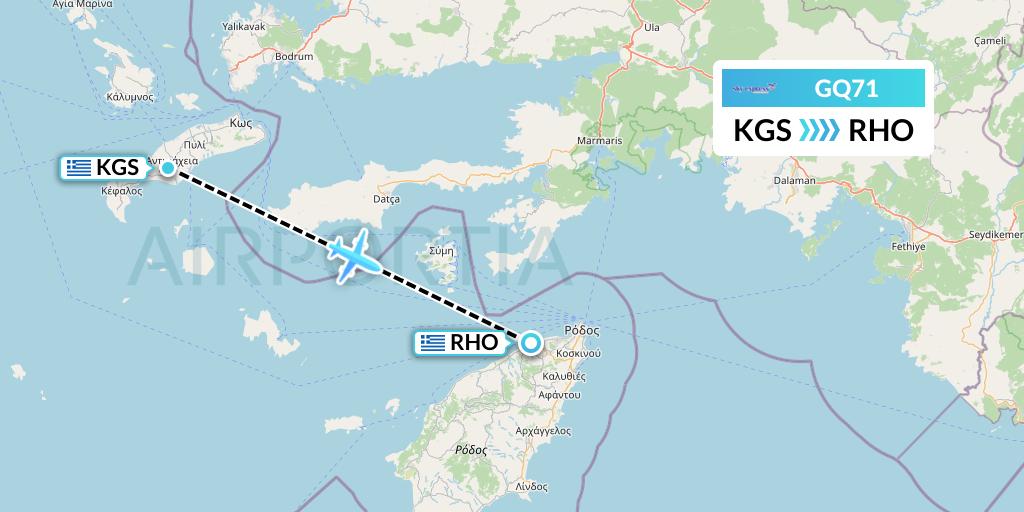 GQ71 Flight Status Sky Express (Greece): Kos to Rhodes (SEH71)