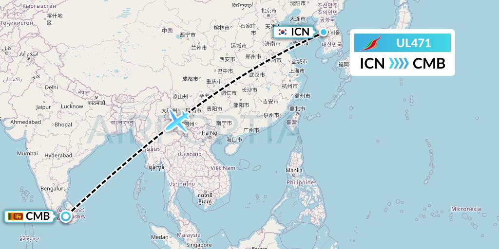 UL471 Flight Status SriLankan Airlines: Seoul to Colombo (ALK471)