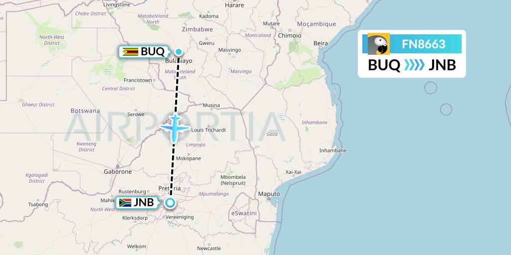 FN8663 Flight Status Fastjet: Bulawayo to Johannesburg (FTZ8663)