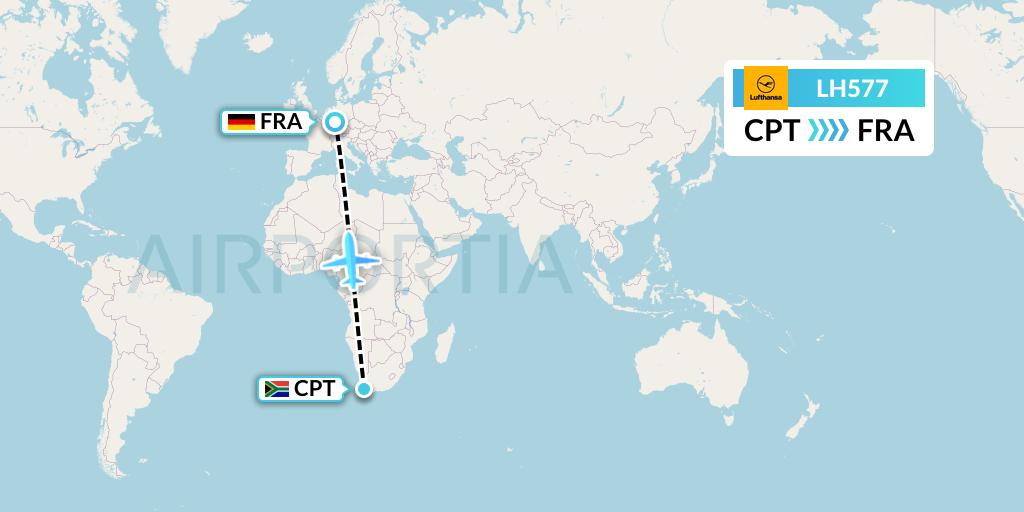 LH577 Flight Status Lufthansa: Cape Town to Frankfurt (DLH577)