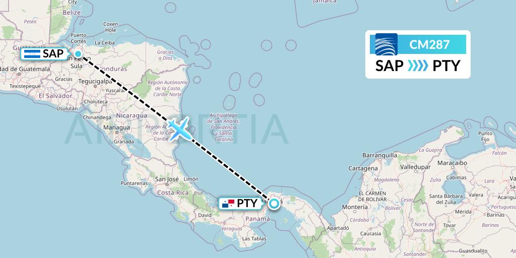 CM287 Flight Status Copa Airlines: San Pedro Sula to Panama City (CMP287)