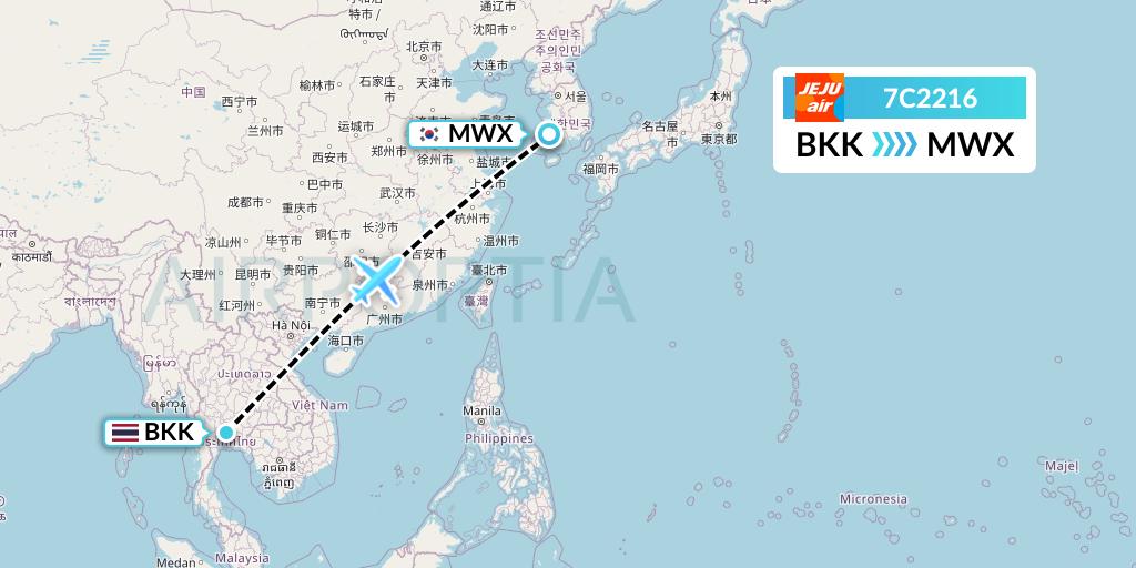 7C2216 Flight Status Jeju Air: Bangkok to Muan (JJA2216)
