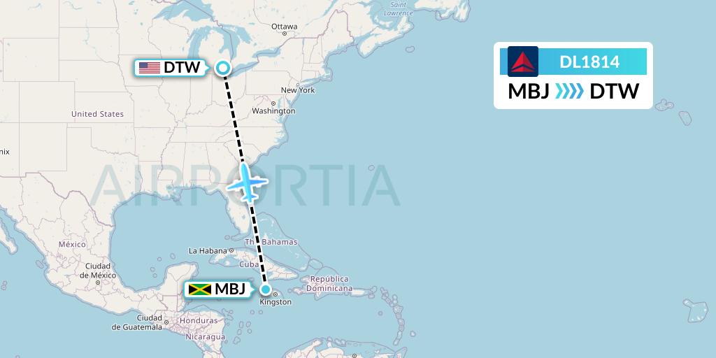 DL1814 Flight Status Delta Air Lines: Montego Bay to Detroit (DAL1814)
