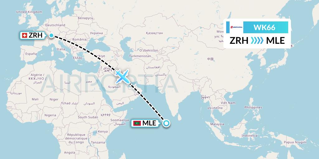 WK66 Flight Status Edelweiss Air: Zurich to Male (EDW66)