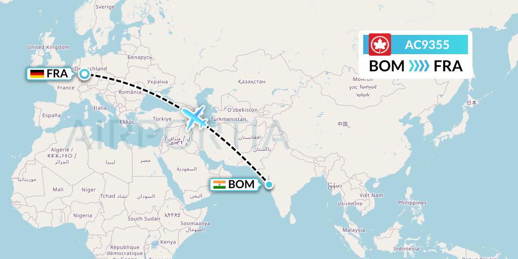 AC9355 Flight Status Air Canada: Mumbai to Frankfurt (ACA9355)