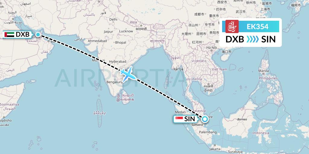 EK354 Flight Status Emirates: Dubai to Singapore (UAE354)