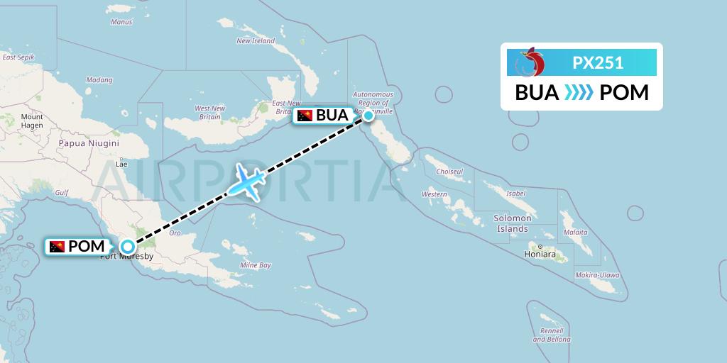 PX251 Flight Status Air Niugini: Buka Island to Port Moresby (ANG251)
