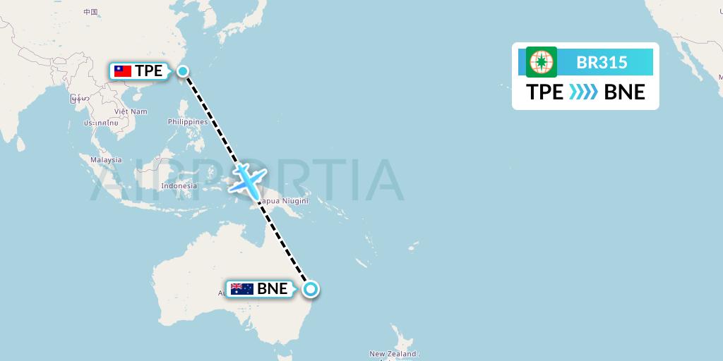 BR315 Flight Status EVA Air: Taipei to Brisbane (EVA315)