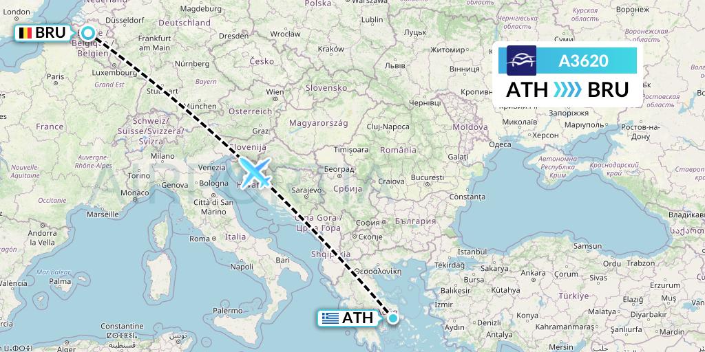 A3620 Flight Status Aegean Airlines: Athens to Brussels (AEE620)