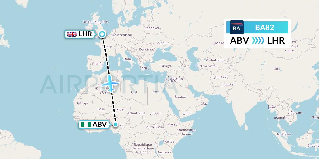 BA82 Flight Status British Airways: Abuja to London (BAW82)