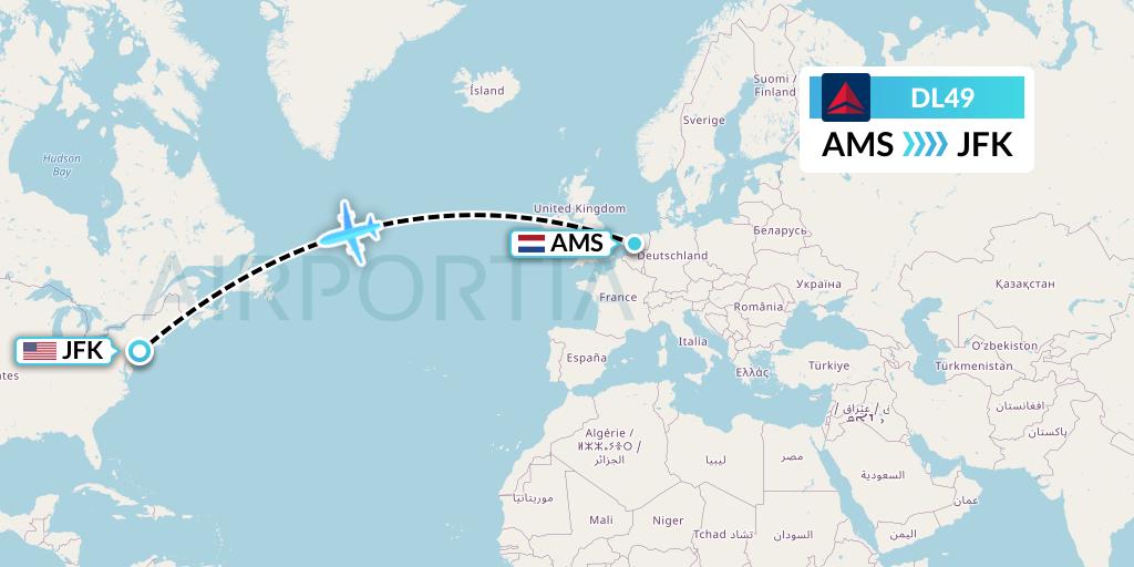 DL49 Flight Status Delta Air Lines: Amsterdam to New York (DAL49)