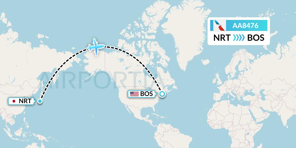 AA8476 Flight Status American Airlines: Tokyo to Boston (AAL8476)