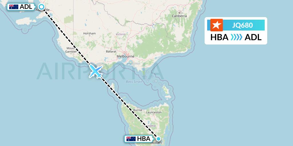 JQ680 Flight Status Jetstar Airways: Hobart to Adelaide (JST680)