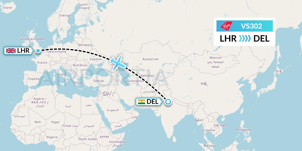VS302 Flight Status Virgin Atlantic Airways: London to Delhi (VIR302)