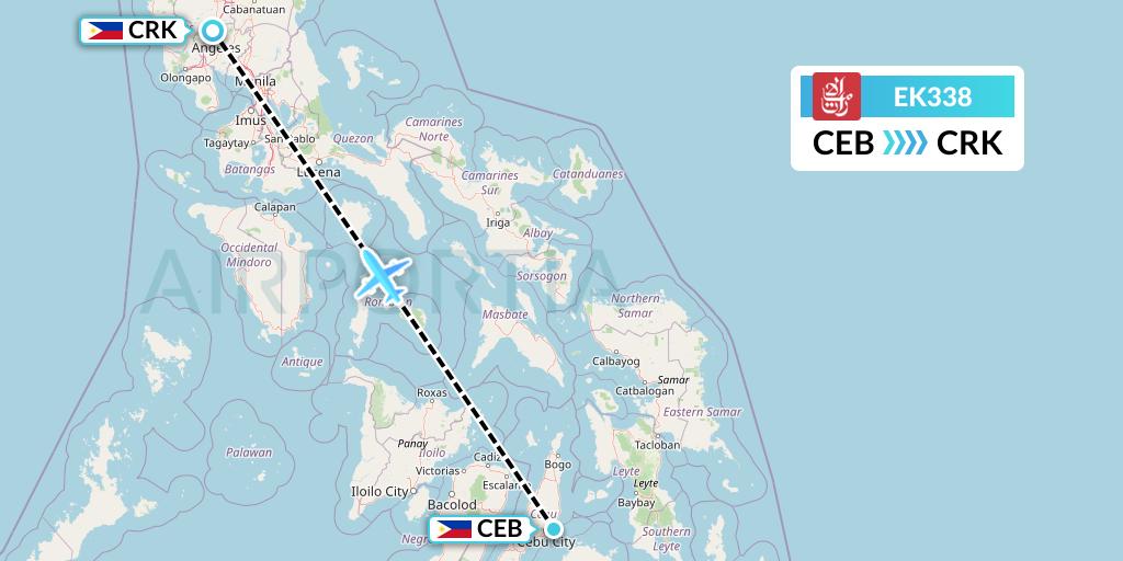 EK338 Flight Status Emirates: Cebu to Angeles City (UAE338)