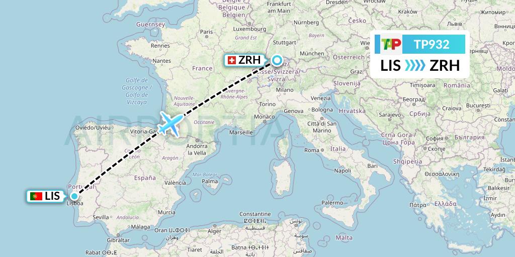 TP932 Flight Status TAP Portugal: Lisbon to Zurich (TAP932)