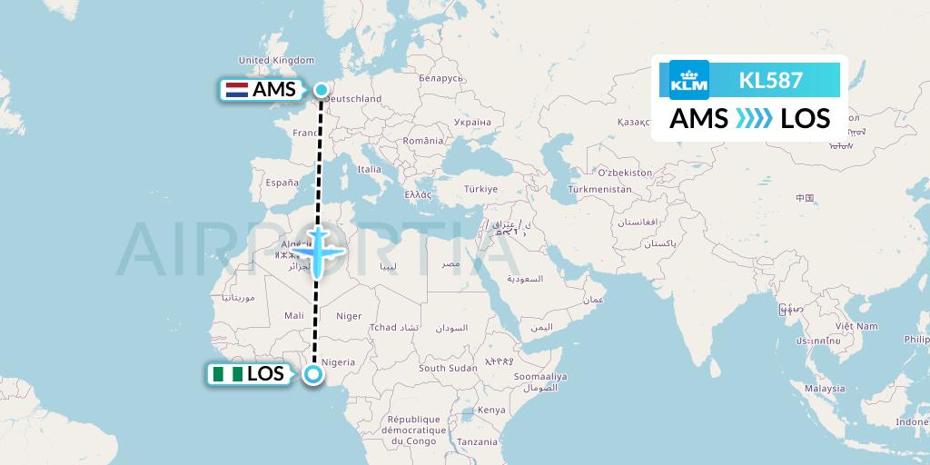 KL587 Flight Status KLM: Amsterdam to Lagos (KLM587)