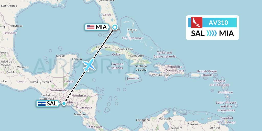 AV310 Flight Status Avianca: San Salvador to Miami (AVA310)