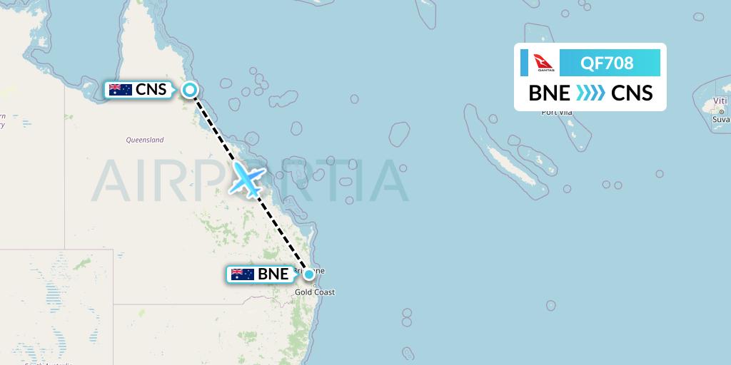QF708 Flight Status Qantas: Brisbane to Cairns (QFA708)