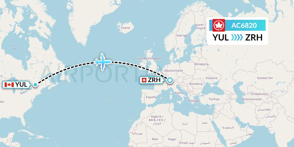 AC6820 Flight Status Air Canada: Montreal to Zurich (ACA6820)