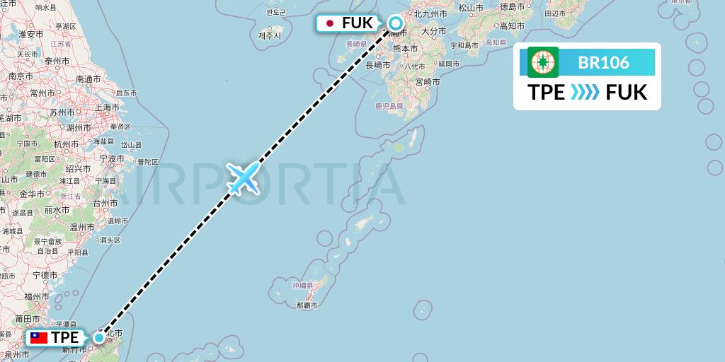 BR106 Flight Status EVA Air: Taipei to Fukuoka (EVA106)