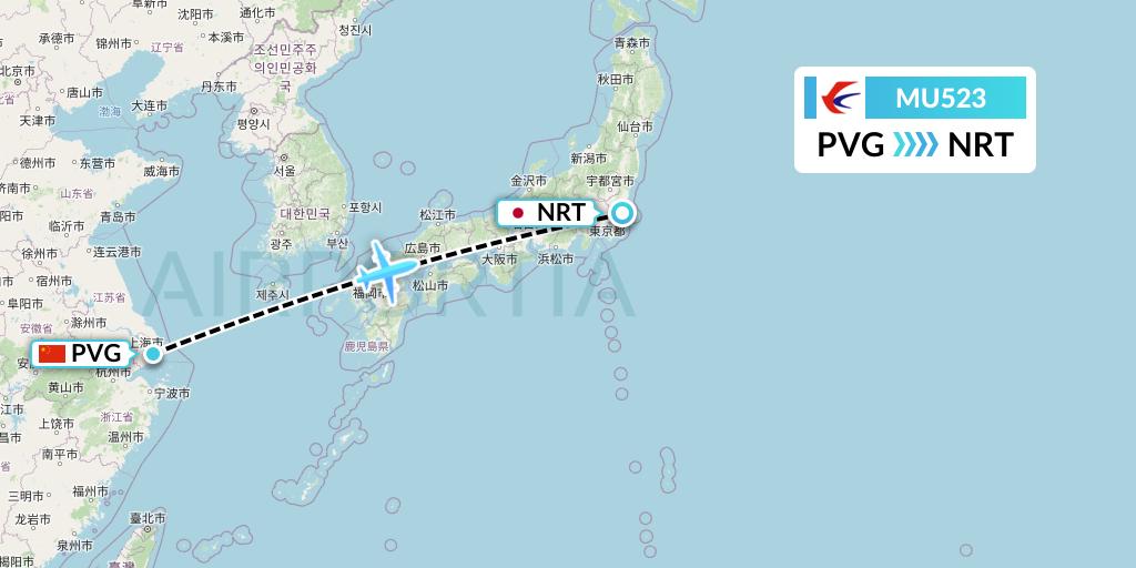 MU523 Flight Status China Eastern Airlines: Shanghai to Tokyo (CES523)