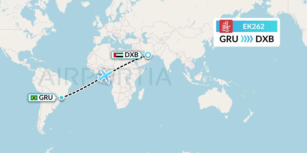 EK262 Flight Status Emirates: Sao Paulo to Dubai (UAE262)