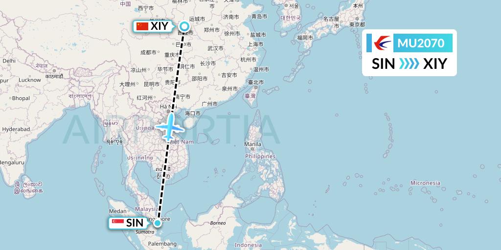 MU2070 Flight Status China Eastern Airlines: Singapore to Xi'an (CES2070)