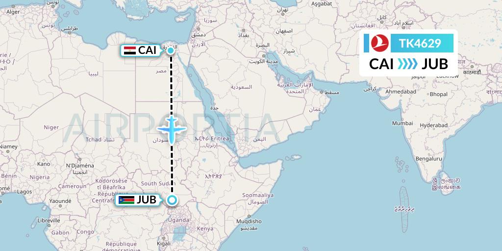TK4629 Flight Status Turkish Airlines: Cairo to Juba (THY4629)