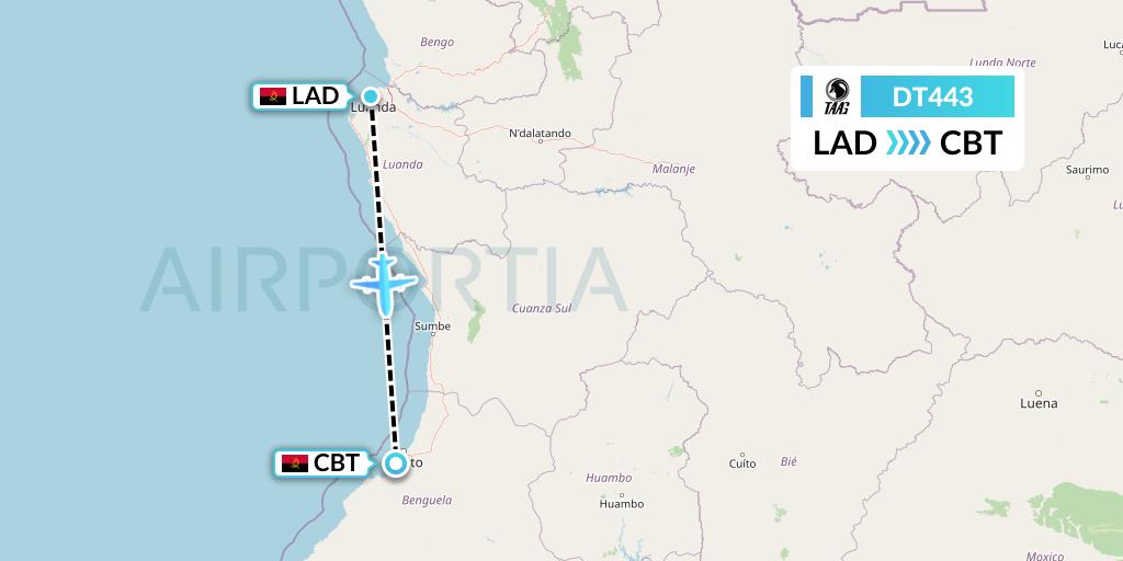 DT443 Flight Status TAAG Angola Airlines: Luanda to Catumbela (DTA443)