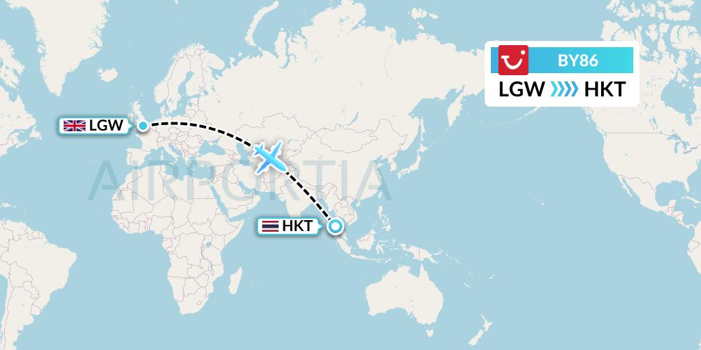 BY86 Flight Status TUI Airways: London to Phuket (TOM86)
