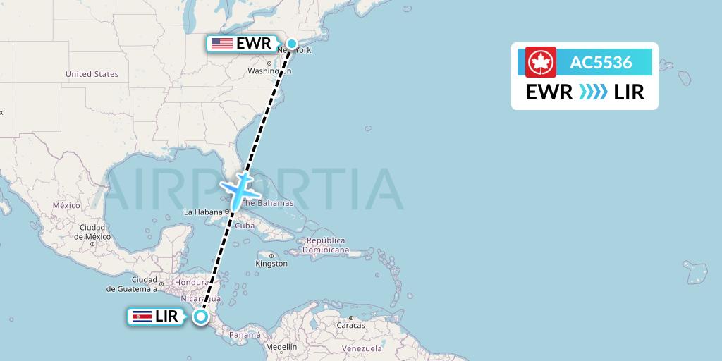 AC5536 Flight Status Air Canada: New York to Liberia (ACA5536)