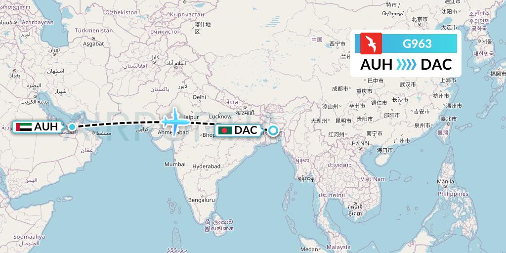 G963 Flight Status Air Arabia: Abu Dhabi to Dhaka (ABY63)
