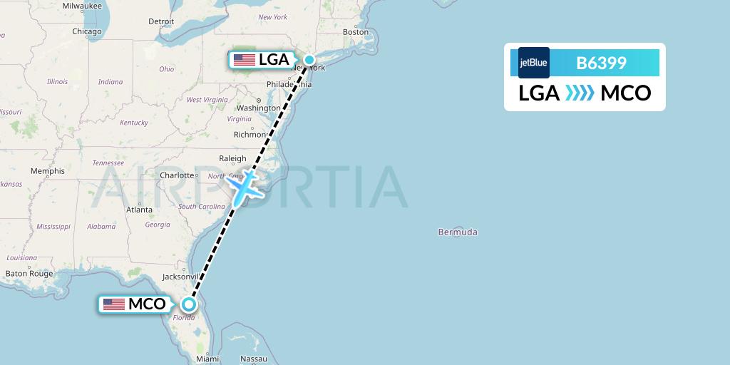 B6399 Flight Status JetBlue Airways: New York to Orlando (JBU399)