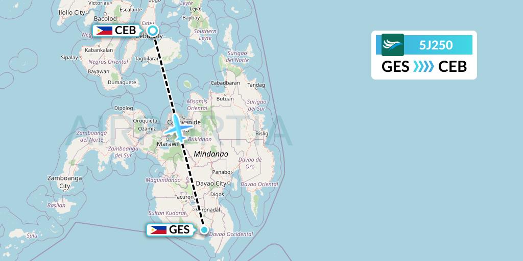 5J250 Flight Status CEBU Pacific Air: General Santos to Cebu (CEB250)