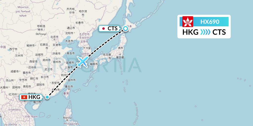 HX690 Flight Status Hong Kong Airlines: Hong Kong to Sapporo (CRK690)
