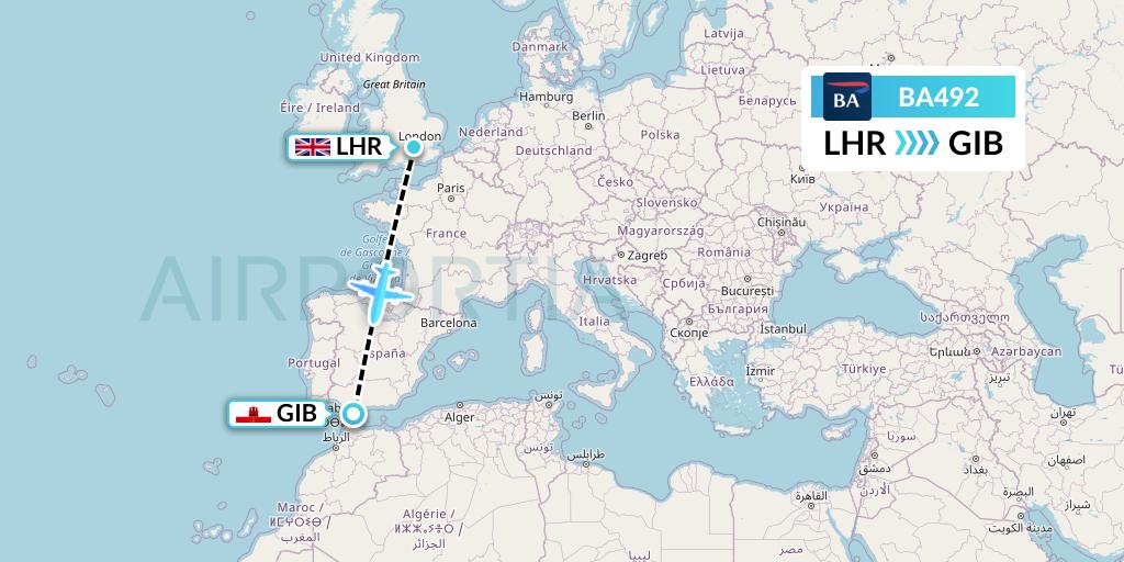 BA492 Flight Status British Airways: London to Gibraltar (BAW492)
