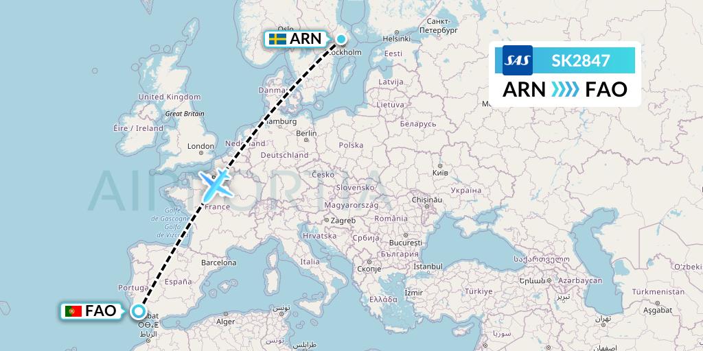 SK2847 Flight Status SAS: Stockholm to Faro (SAS2847)