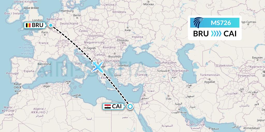 MS726 Flight Status EgyptAir: Brussels to Cairo (MSR726)