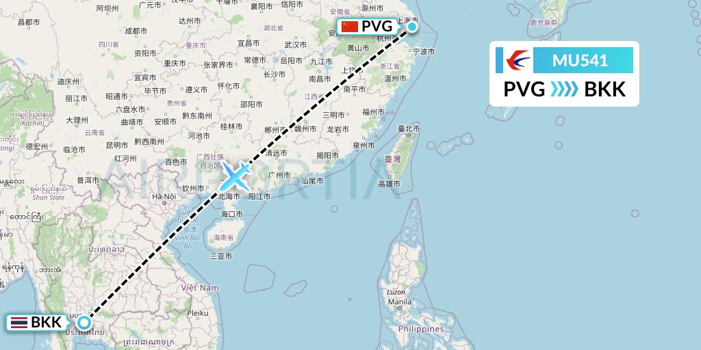 MU541 Flight Status China Eastern Airlines: Shanghai to Bangkok (CES541)