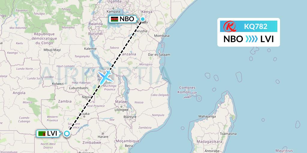 KQ782 Flight Status Kenya Airways: Nairobi to Livingstone (KQA782)