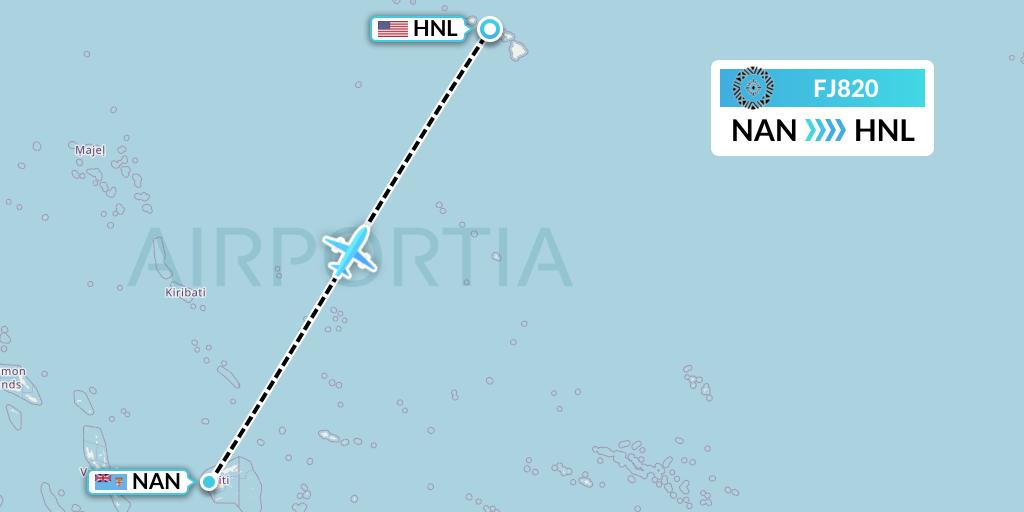 FJ820 Flight Status Fiji Airways: Nadi to Honolulu (FJI820)