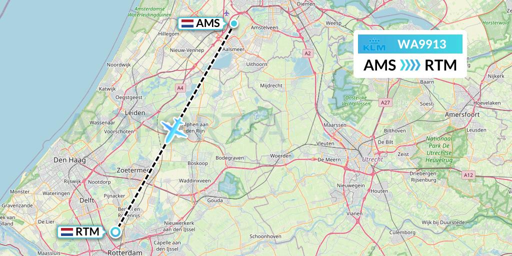 WA9913 Flight Status KLM cityhopper: Amsterdam to Rotterdam (KLC9913)