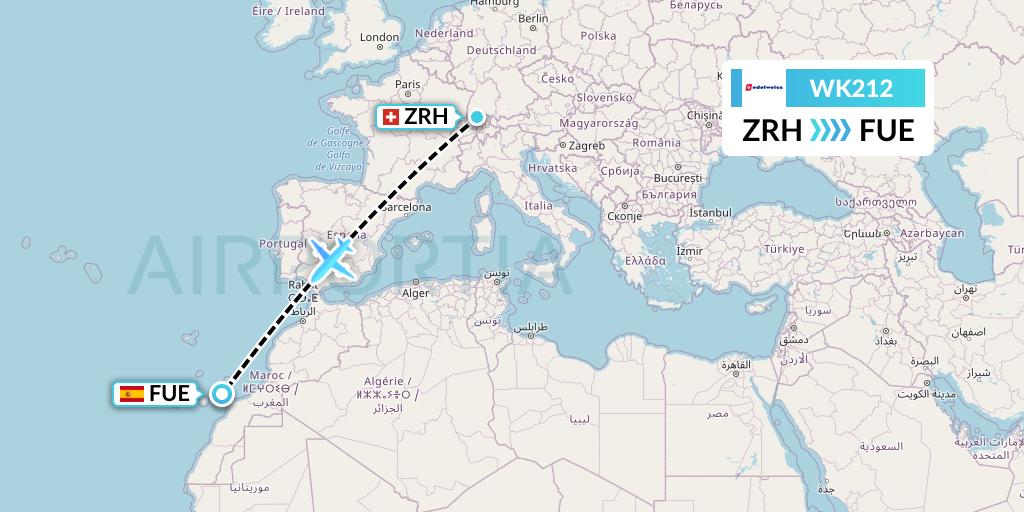 WK212 Flight Status Edelweiss Air: Zurich to Fuerteventura (EDW212)