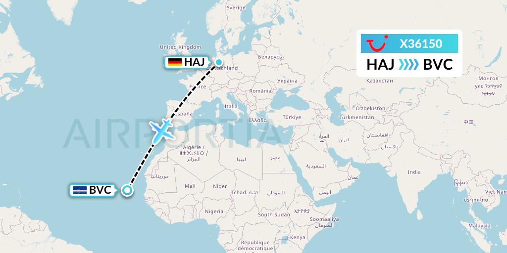 X36150 Flight Status TUI fly Germany: Hannover to Boa Vista (TUI6150)